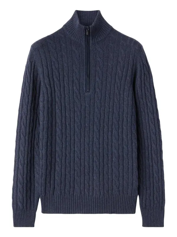 Loro Piana Zipped Turtleneck Knit Jumper - Black