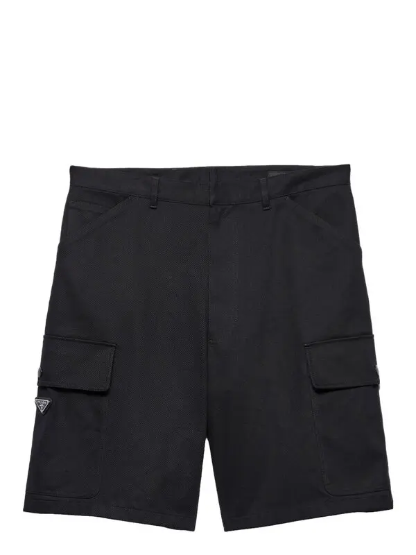 Prada Logo Plaque Bermuda Shorts - Black