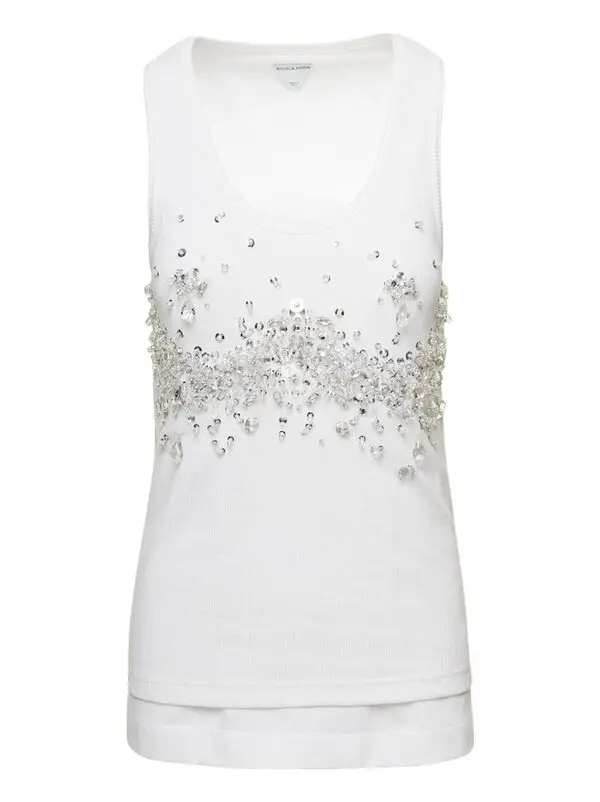 Bottega Veneta Embellished Tank Top - Chalk White