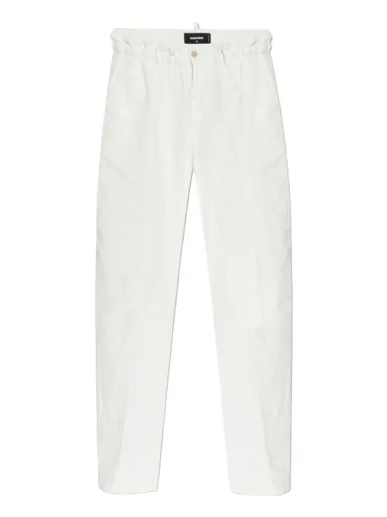 Dsquared2 Tapered Leg Trousers With Cinched Waist - White