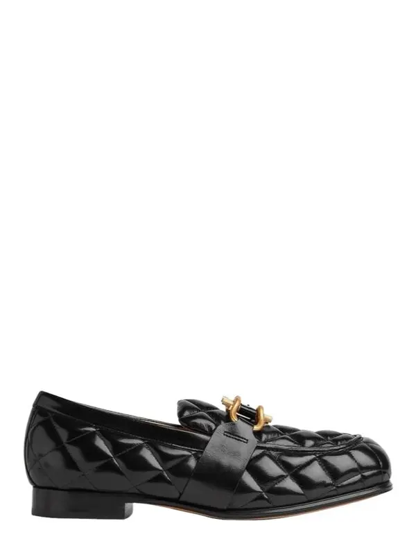 Bottega Veneta Quilted Leather Loafers With Gold Hardware - Black