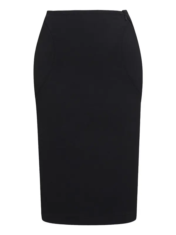Alaïa Upstitched Circle Midi Pencil Skirt - Black
