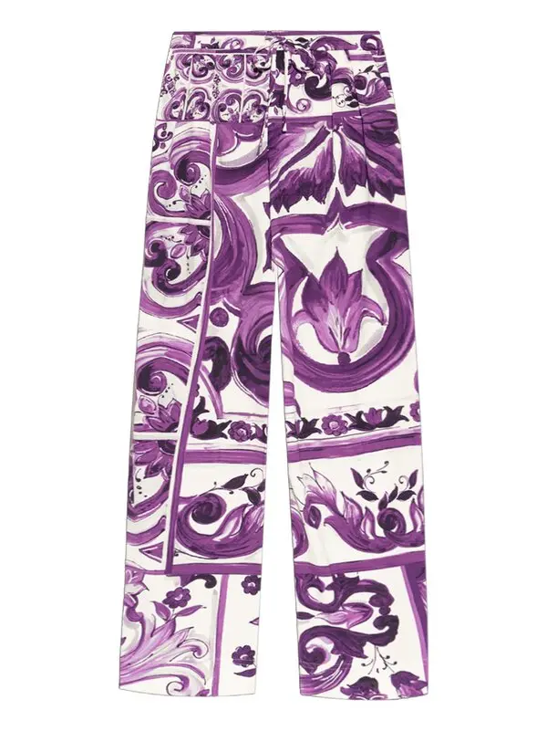 Dolce & Gabbana Graphic Print Wide-leg Trousers - Purple