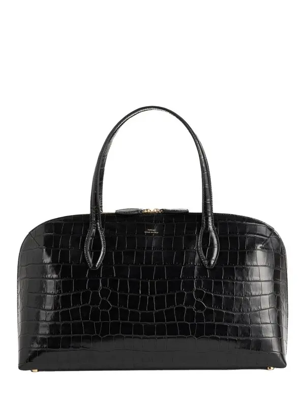TOTEME Croc Effect Double Handle Shoulder Bag - Black