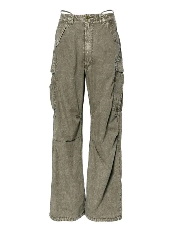 R13 Work Casual" Wide Leg Cargo Pants - Green