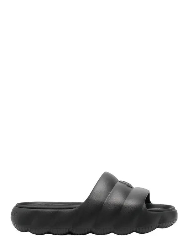 Moncler Quilted Logo Sliders - Black