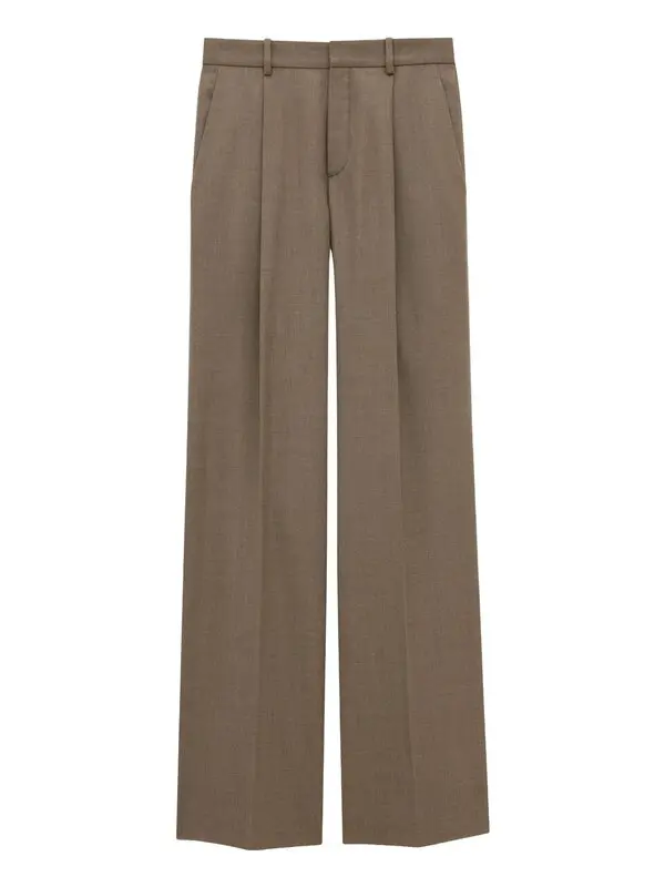 Saint Laurent Wool Wide-leg Pants - Taupe