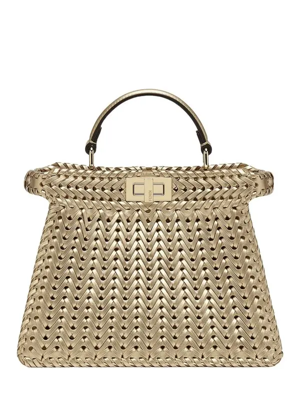 Fendi Champagne-coloured Interlaced Leather Bag - Golden