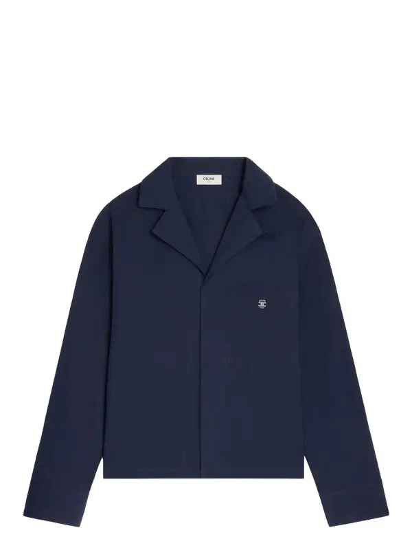 Celine Scout Shirt In Cotton And Linen Cloth - Navy