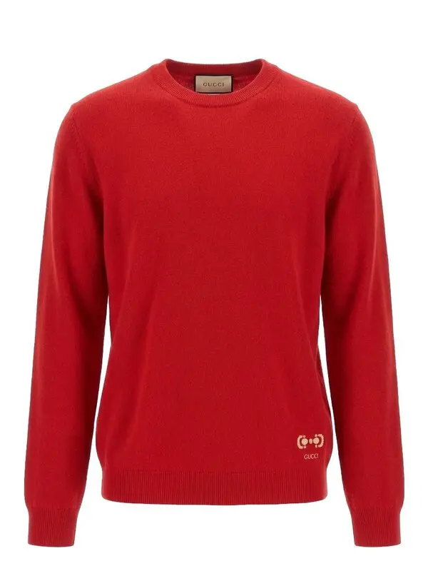 Gucci Long-sleeved Round-neck Sweater - Red