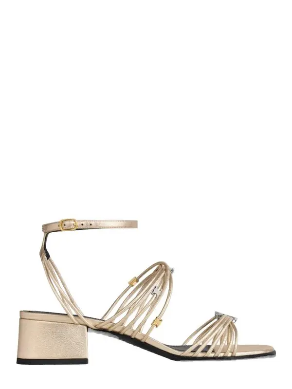 Celine Clémence Heeled Sandal In Laminated Lambskin - Nude