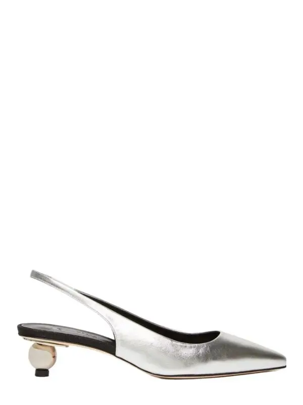 Max Mara High-heeled Slingback Sandals With Cracked Texture And Ball Heel - White