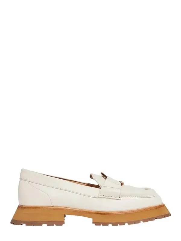 Moncler Loafers With Flared Heel And Logo Metal Fitting - White