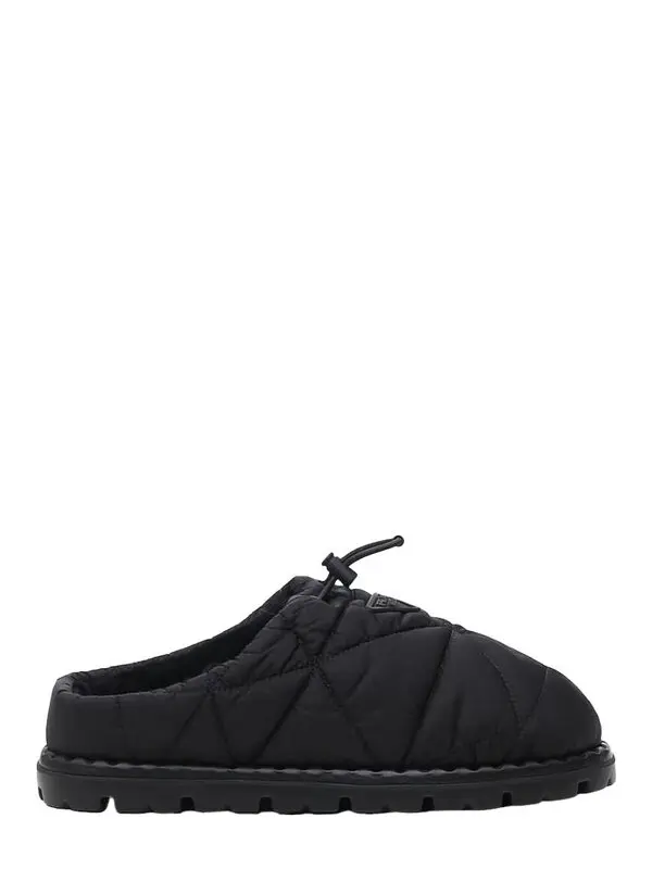 Prada Quilted Logo Detail Mules - Black