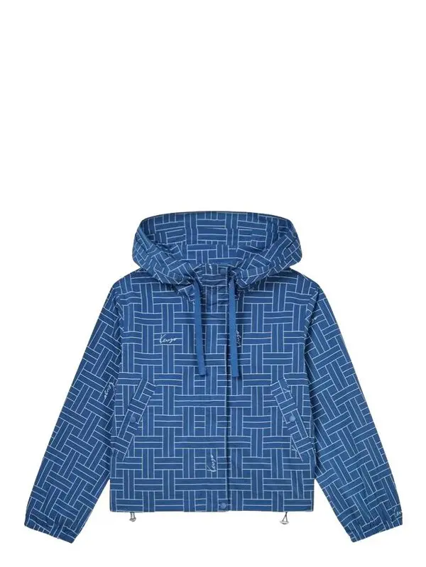 Kenzo Weave Pattern Long Sleeve Windbreaker Jacket - Blue