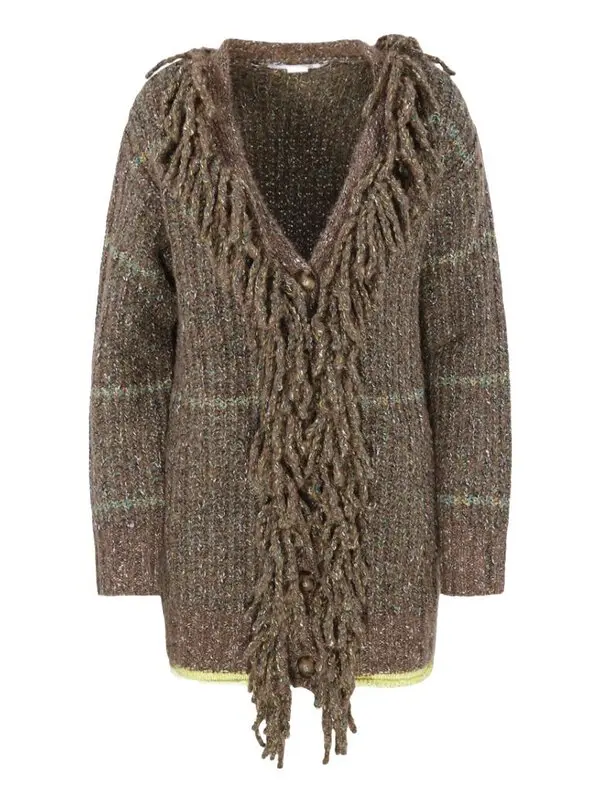 Stella McCartney V-neck Long-sleeve Tweed Cardigan-coat - Brown