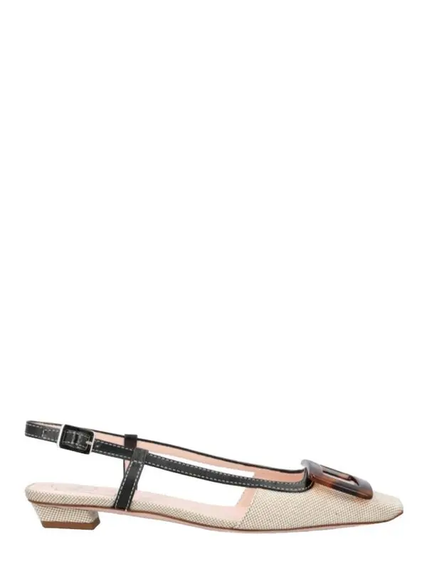 ROGER VIVIER Square Toe Slingback With Buckle Detail - Nude