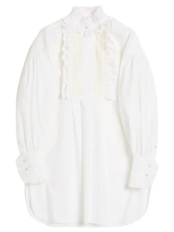 Valentino Garavani Ruffled Long-sleeved Mini Dress - White