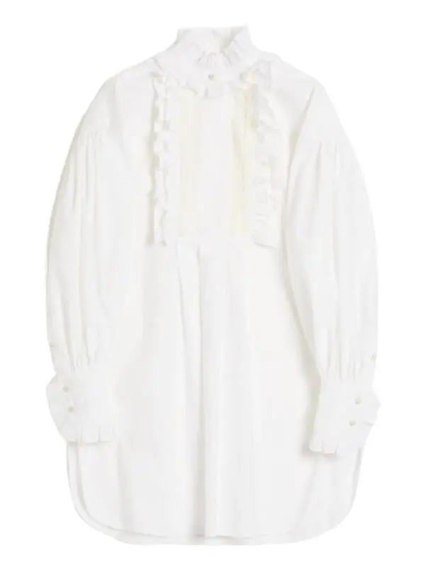 Valentino Garavani Ruffled Long-sleeved Mini Dress - White