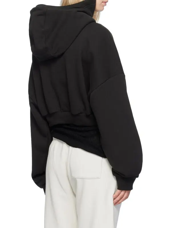 ENTIRE STUDIOS Organic Cotton Zip-up Cropped Sweatshirt - Soot Color