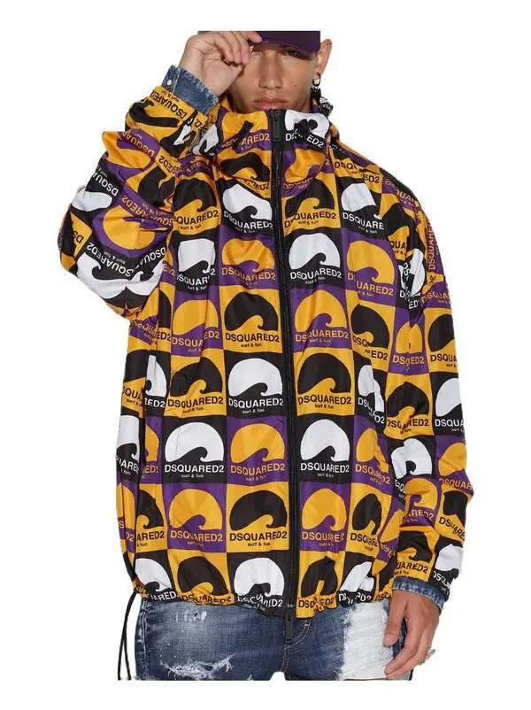 Dsquared2 All-over Printed Zip-up Hooded Jacket - Multicolor
