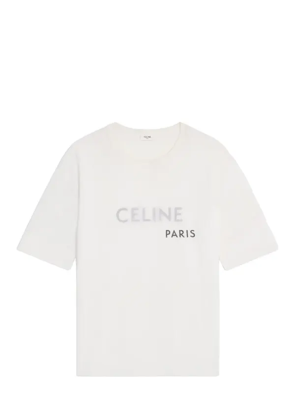 Celine Double Layered T-shirt In Fine Cotton Jersey - Fluorescent White/black