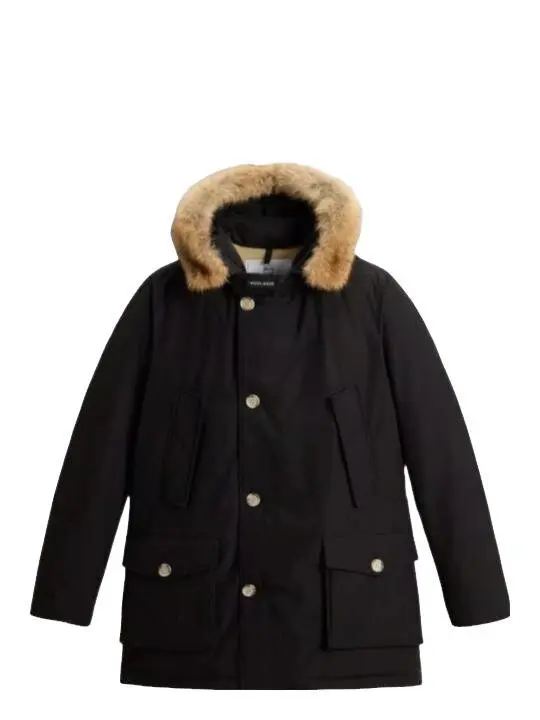 Woolrich Hooded Parka With Removable Fur Trim - Black