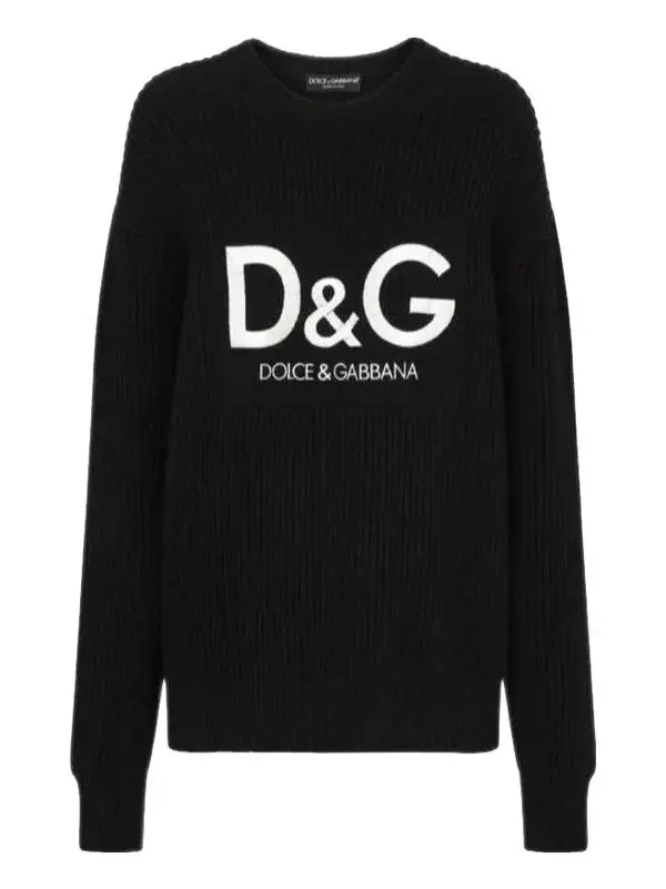 Dolce & Gabbana Logo-embroidered Wool Jumper - Black