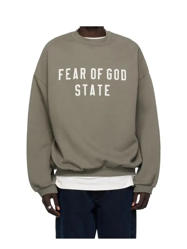 Fear Of God Logo Embroidered Crewneck Sweatshirt - Gray