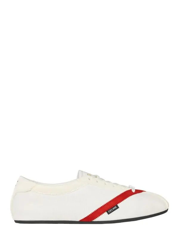 Celine Flat Sneakers In Gros Grain, Velvet, Suede Goatskin And Lambskin - White