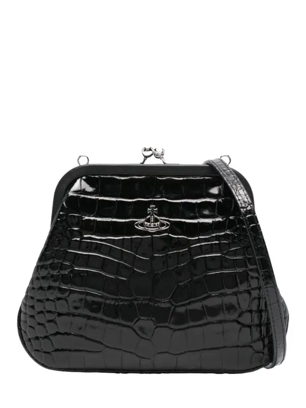 VIVIENNE WESTWOOD Croc Effect Clutch Bag - Black
