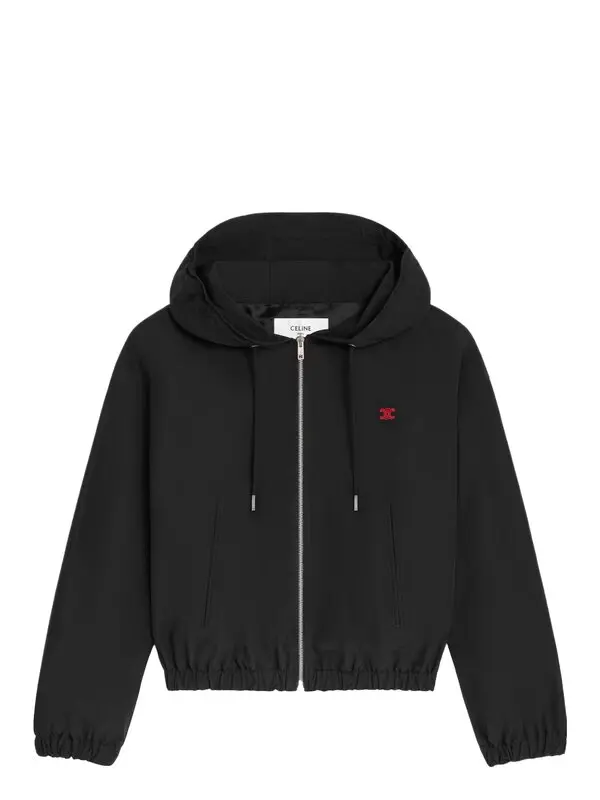 Celine Windbreaker In Nylon With Triomphe Embroidery - Black