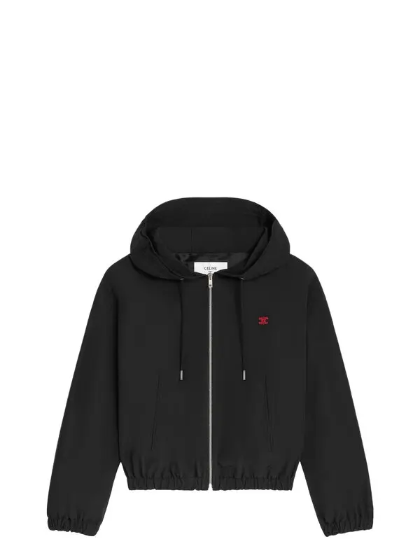 Celine Windbreaker In Nylon With Triomphe Embroidery - Black