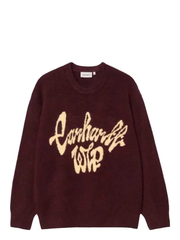 Carhartt Work In Progress Jacquard Logo Sweater - Yellow, Brown