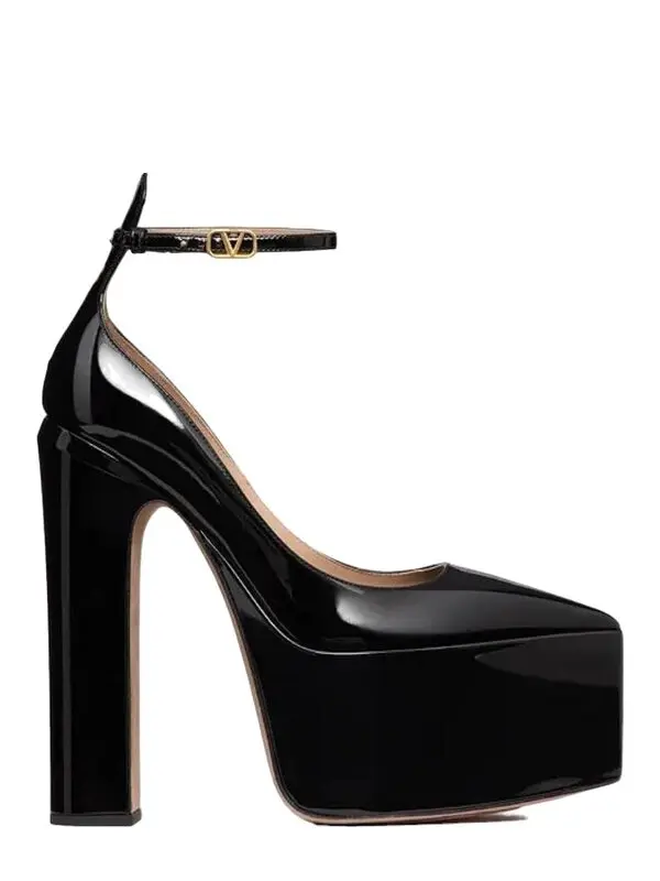 Valentino Garavani Tan-go Vlogo Plaque Platform Pumps - Black
