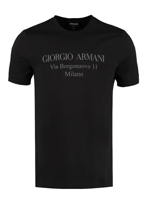 Giorgio Armani Logo Printed Crewneck T-shirt - Black