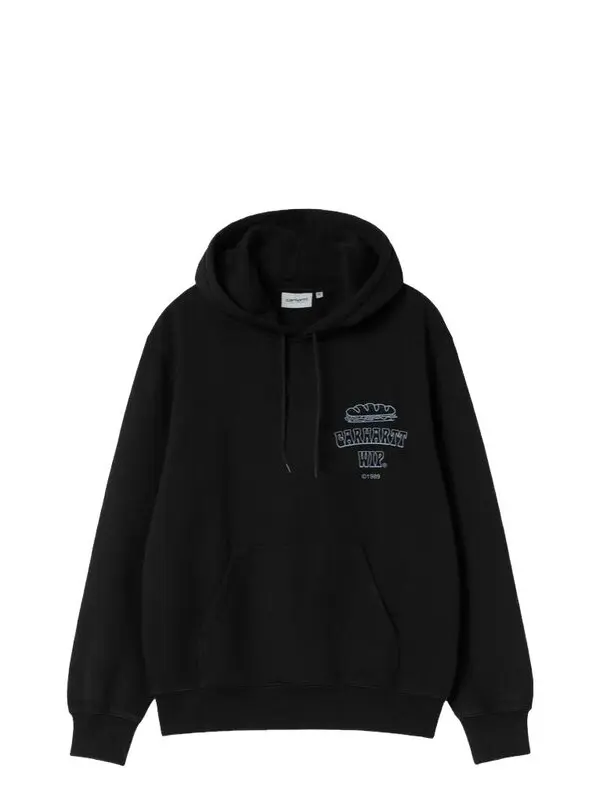 Carhartt Work In Progress Sandwich Logo-print Hoodie - Black/blue Fog