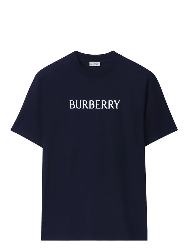 Burberry Logo Printed Crewneck T-shirt - Navy