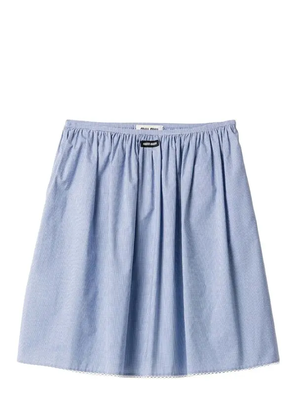 Miu Miu Logo Patch Plaid Midi Skirt - White/light Blue