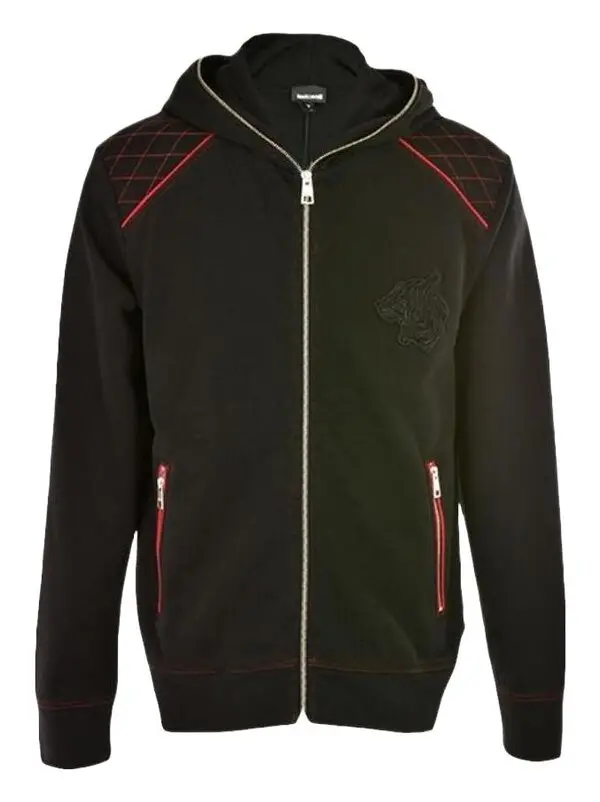Just Cavalli Logo Hooded Casual Jacket - Black