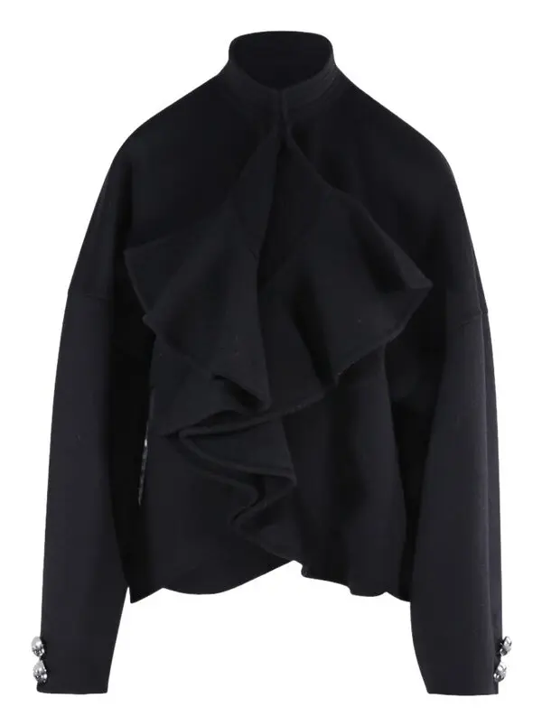 Emilio Pucci Ruffled High Neck Jacket - Black