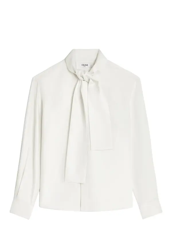 Celine Silk Twill Lavalliere Shirt - White
