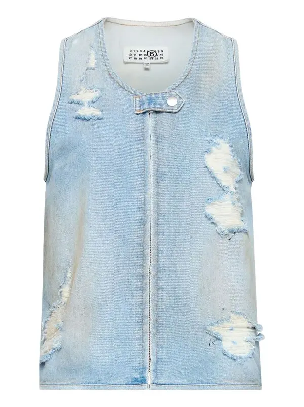 MAISON MARGIELA Distressed Scoop Neck Vest - Blue