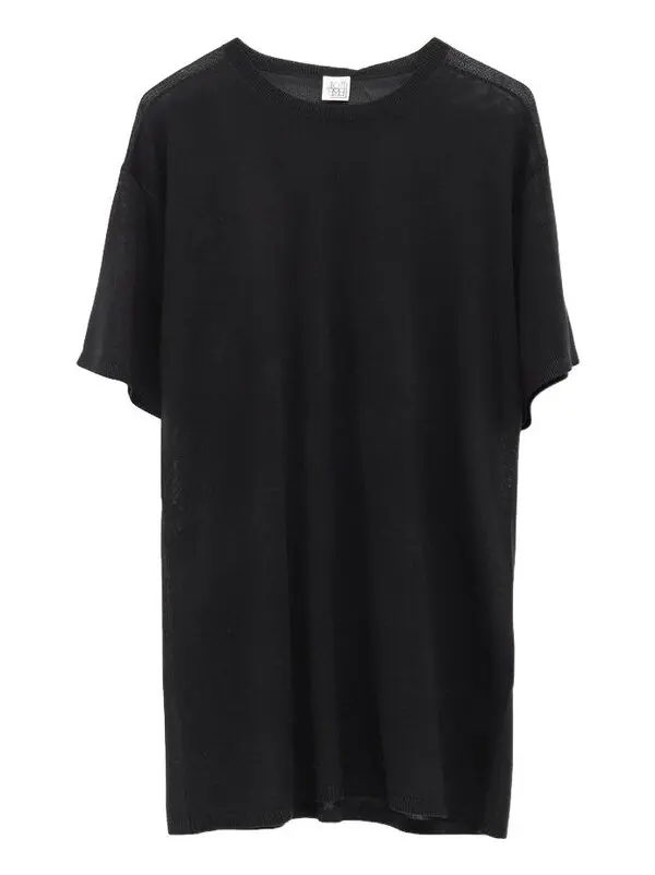 TOTEME Crewneck Knitted T-shirt With Short Sleeves - Black