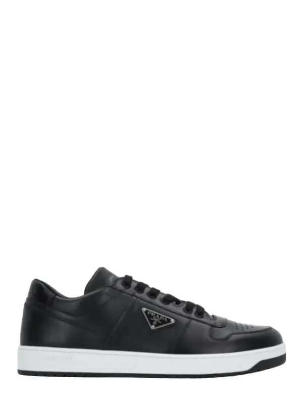 Prada Downtown Enamel Triangle Logo Sneakers - Black