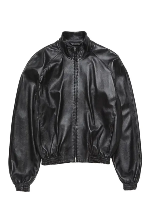 Acne Studios Leather Bomber Jacket - Black