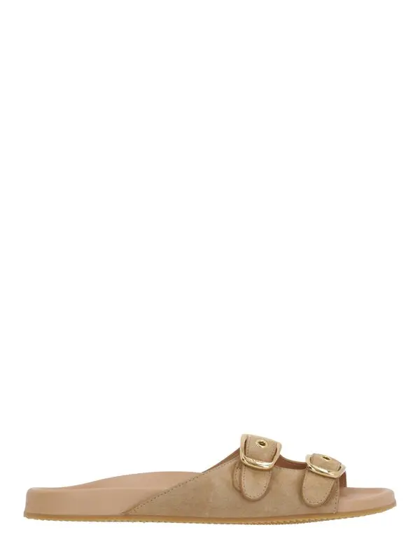 Chloé Double Buckle Slides - Nude