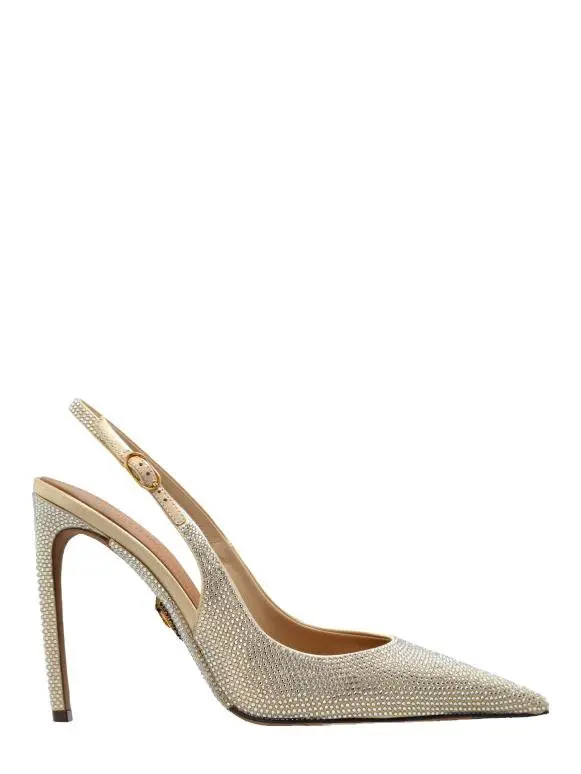 Dolce & Gabbana Embellished Pointed Toe Slingback Pumps - Nude
