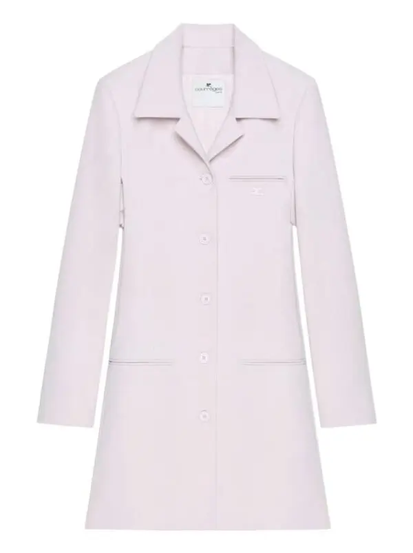 COURREGES Courrèges A-line Wool Coat With Embroidered Logo - White
