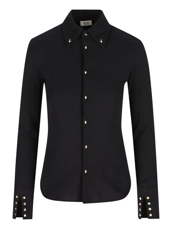 Celine Cotton Jersey Shirt With Snap-button Closure - Black